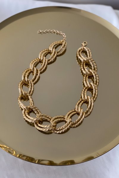 Gold Lazer Kesim Halkalı Çift Halka Geçmeli Zincir Kolye (50cm ...