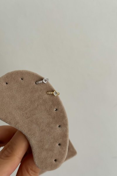 Çelik Baklava Dilim Model Zirkon Taşlı Halka Piercing (çap:12mm ...