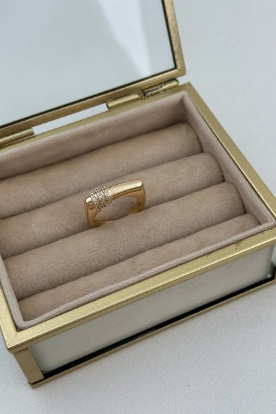Özel Seri Gold Plaka Zirkon Taş Detay Ayarlanabilir Yüzük | İpekŞekerciler Özel Seri Gold Plaka Zirkon Taş Detay Ayarlanabilir Yüzük | İpekŞekerciler